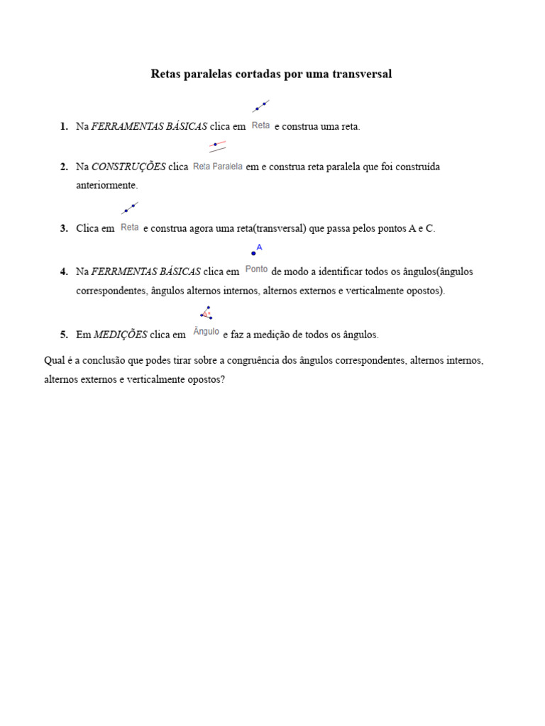 Retas Paralelas Cortadas Por Uma Transversal | PDF | Métodos e ...