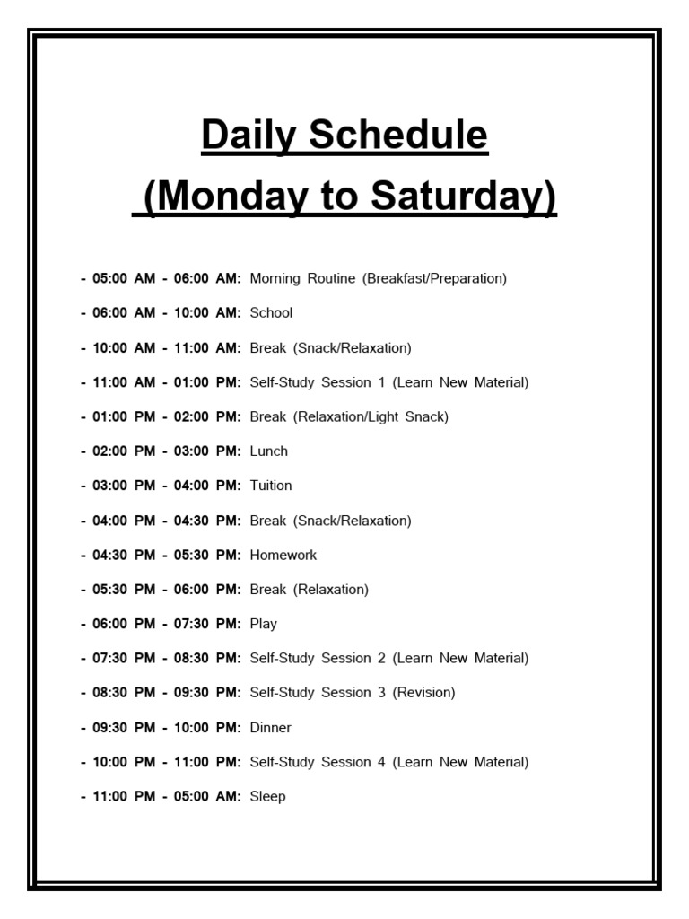 Daily Schedule | PDF