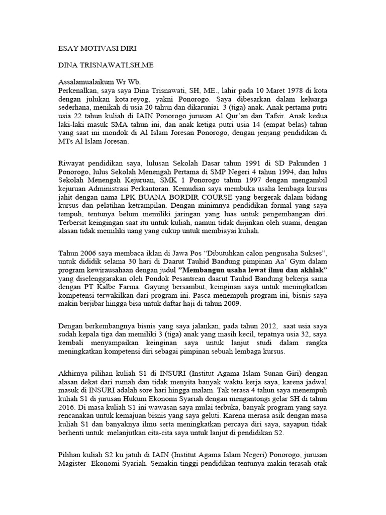 ESAY MOTIVASI DIRI Dina Trisnawati | PDF