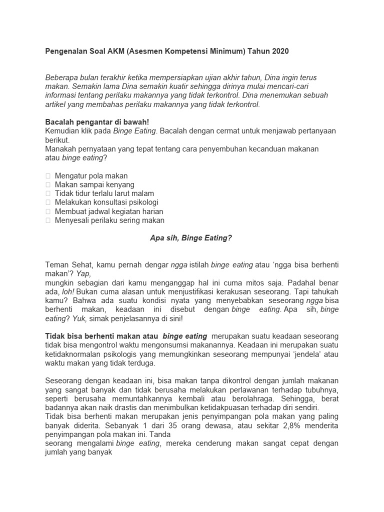 Pengenalan Soal AKM 1 | PDF | Pengembangan Diri | Gaya Hidup