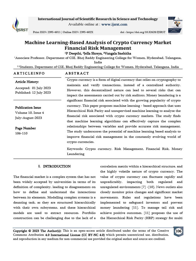 Machine Learning Based Analysis of Crypt | PDF | Cryptocurrency | Money