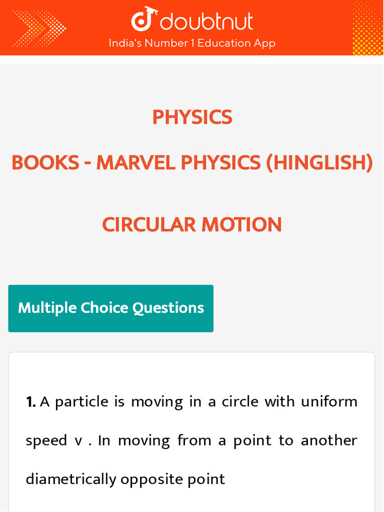 Circular Motion Mcqs Marvel | PDF | Acceleration | Velocity