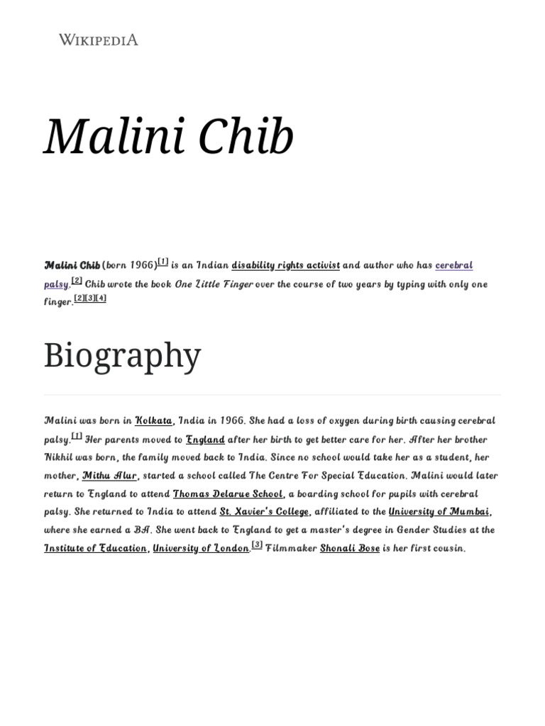 Malini Chib One Little Finger | PDF | Disability