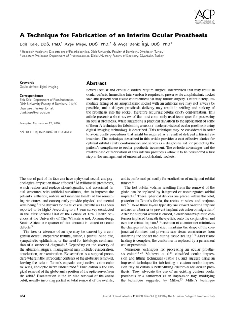 Digital Interim Ocular Prosthesis Technique | PDF | Prosthesis ...