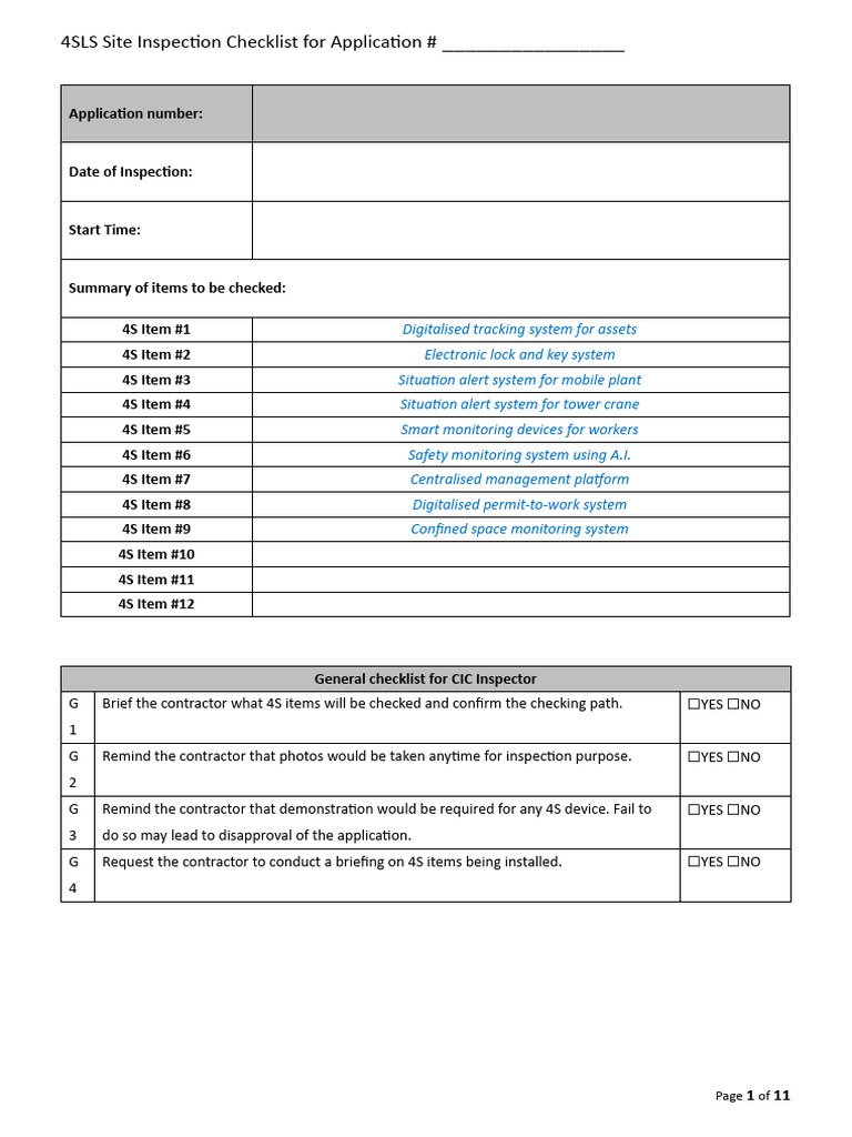 Site Inspection Checklist Template | PDF