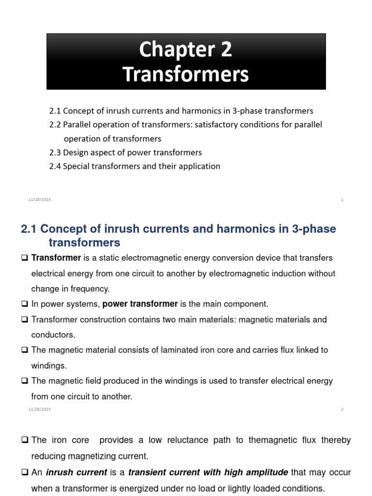 Chapter 2 - Transformer | PDF | Transformer | Electric Current