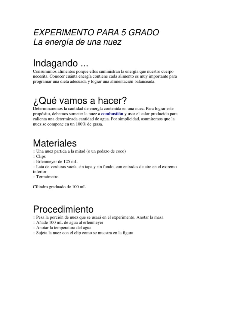 Experimento para 5 Grado | PDF | Ciencia y matemáticas