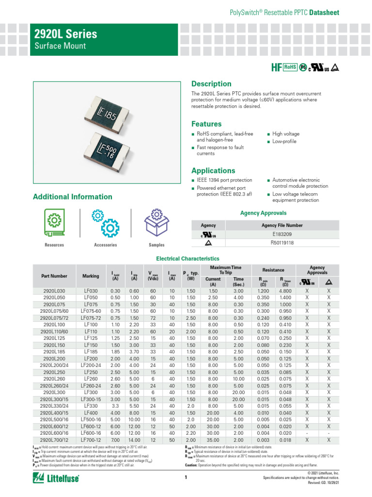 2920L Series: Surface Mount | PDF | Electrical Engineering | Electricity