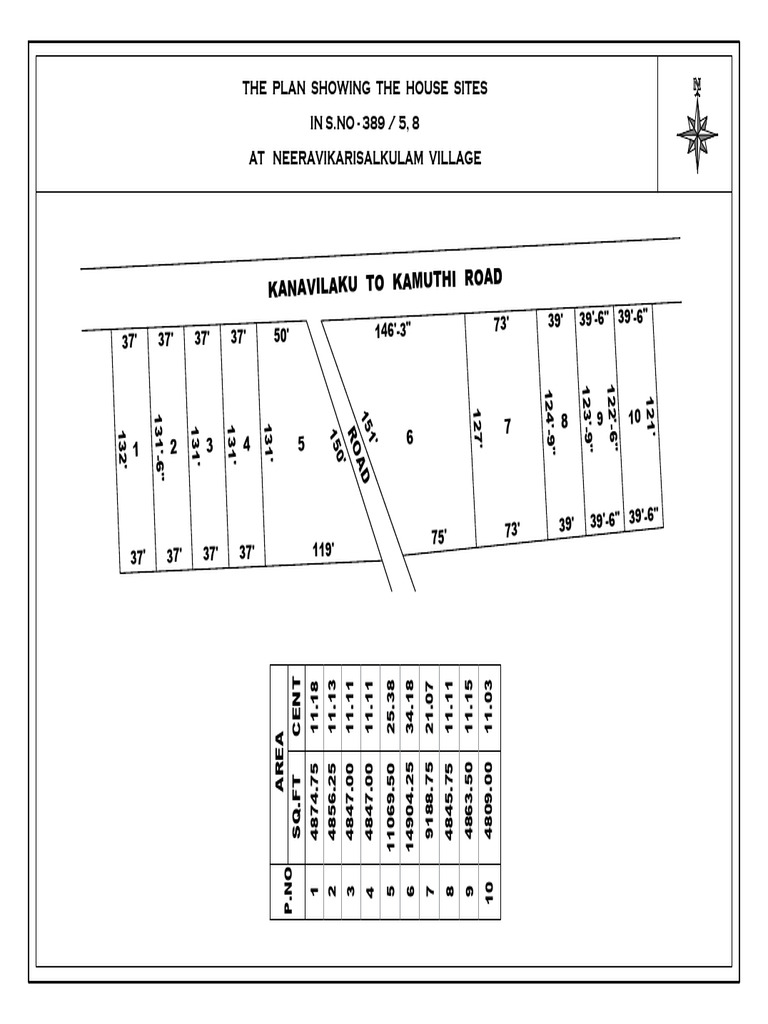 Kanavilaku To Kamuthi Road: The Plan Showing The House Sites | PDF