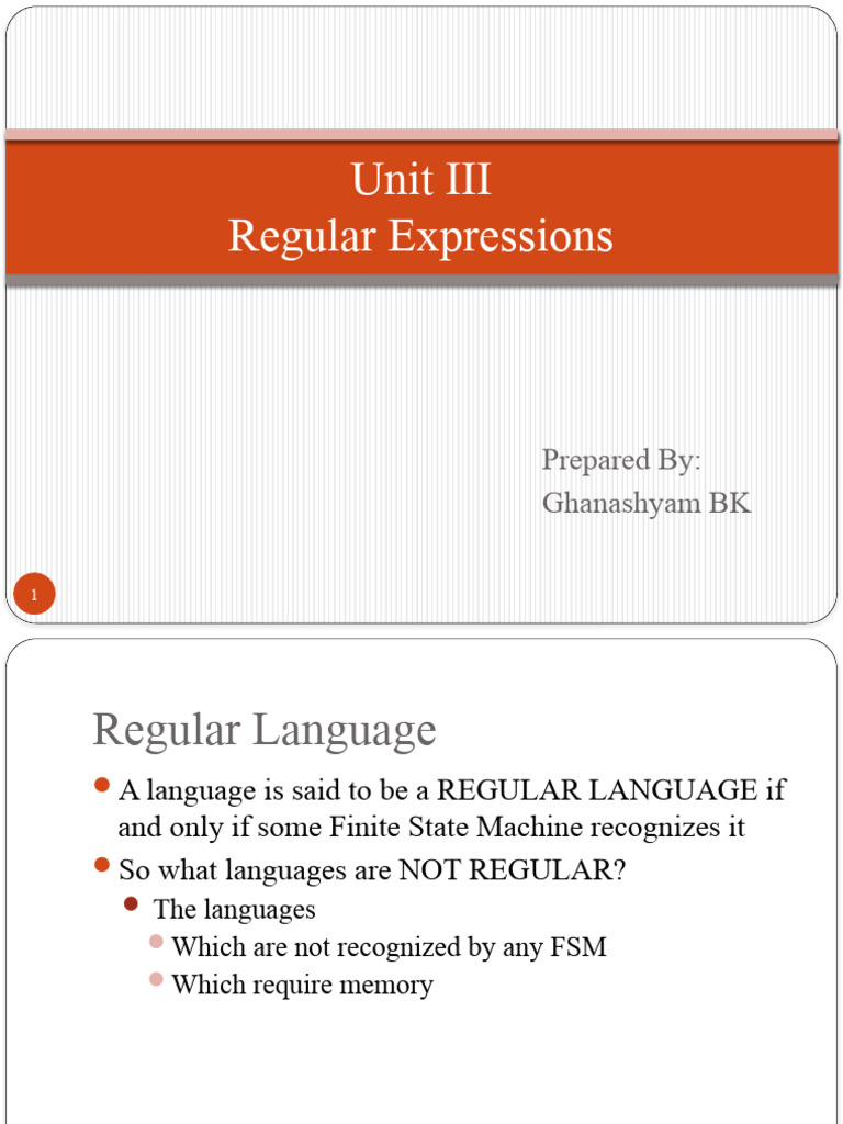 Unit-III (Regular Expression) | PDF | Regular Expression | String (Computer Science)