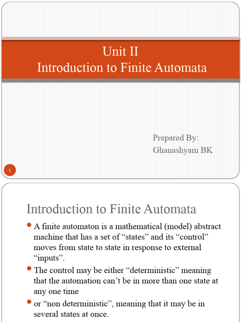 Unit Ii Introduction To Finite Automata Pdf Theory Of Computation 2252