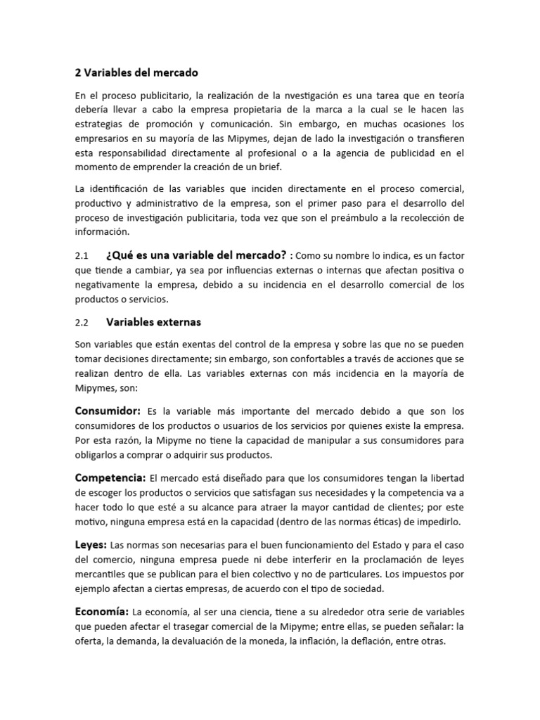 2 Variables Del Mercado | PDF | Mercado (economía) | Marketing