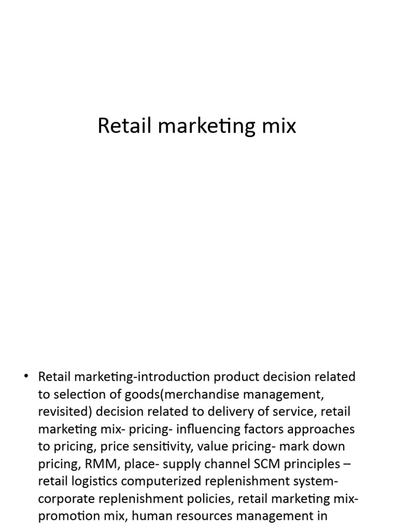 Retail Mix Fourth Unit - PPTX Unit 4 | PDF | Pricing | Supply Chain ...