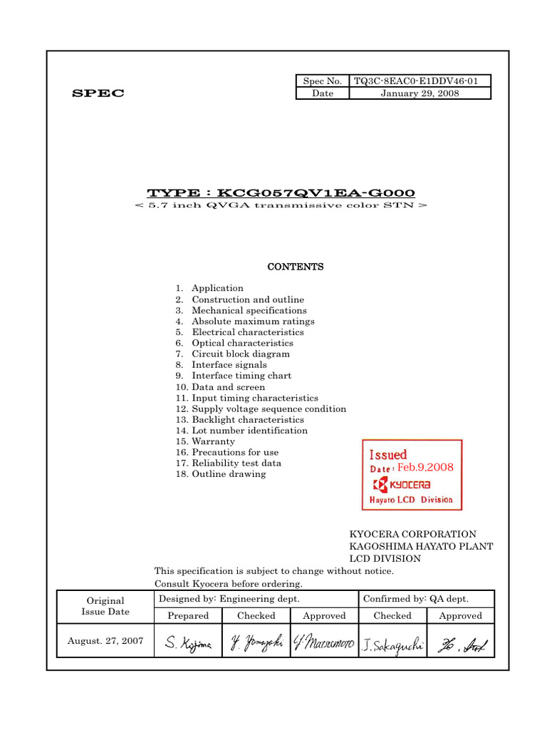 KCG057QV1EA-G000-Kyocera Signalgen | PDF | Liquid Crystal Display ...