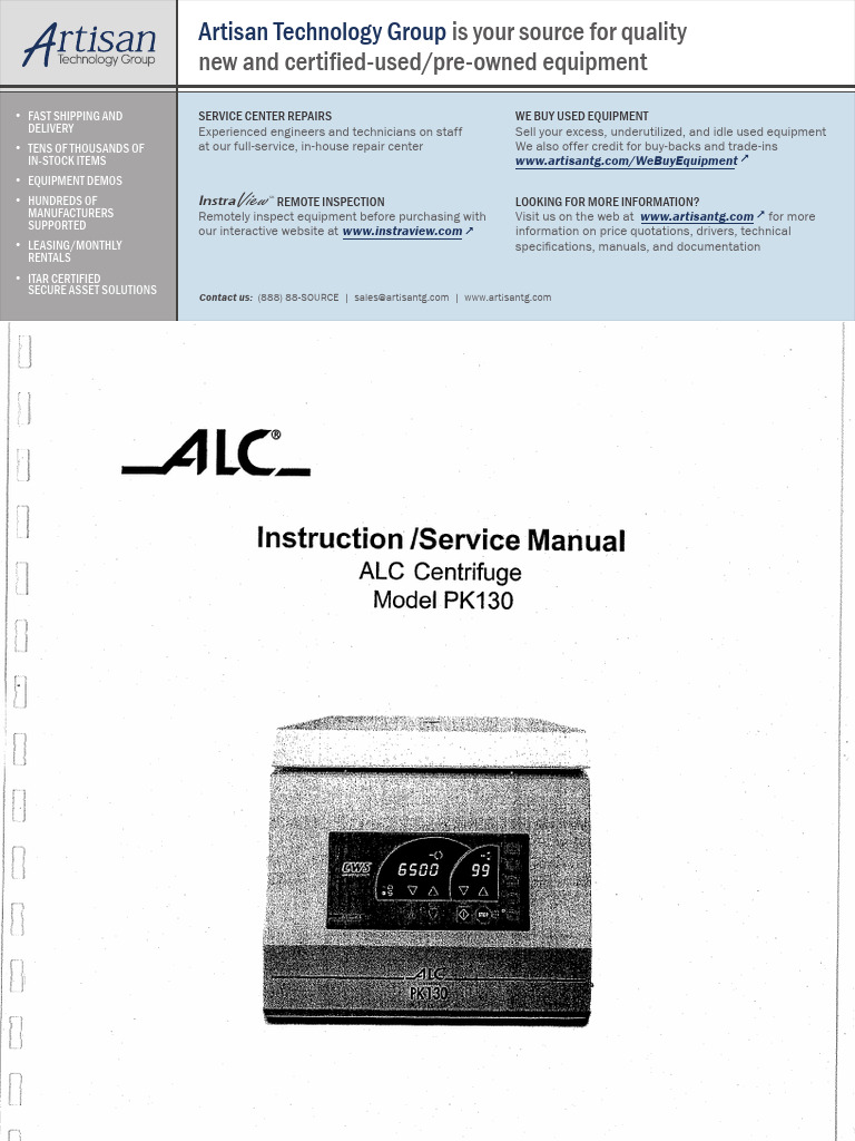 Alc PK 130 Instruction - Service Manual | PDF | Technology & Engineering