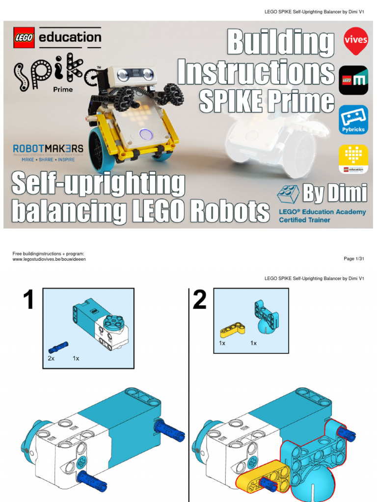 Building Instructions SPIKE Prime Self Uprighting Balancer V1 1 | PDF ...