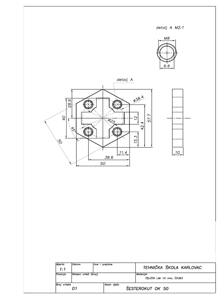 Šesterokut OK 50 - Navoj M8 | PDF