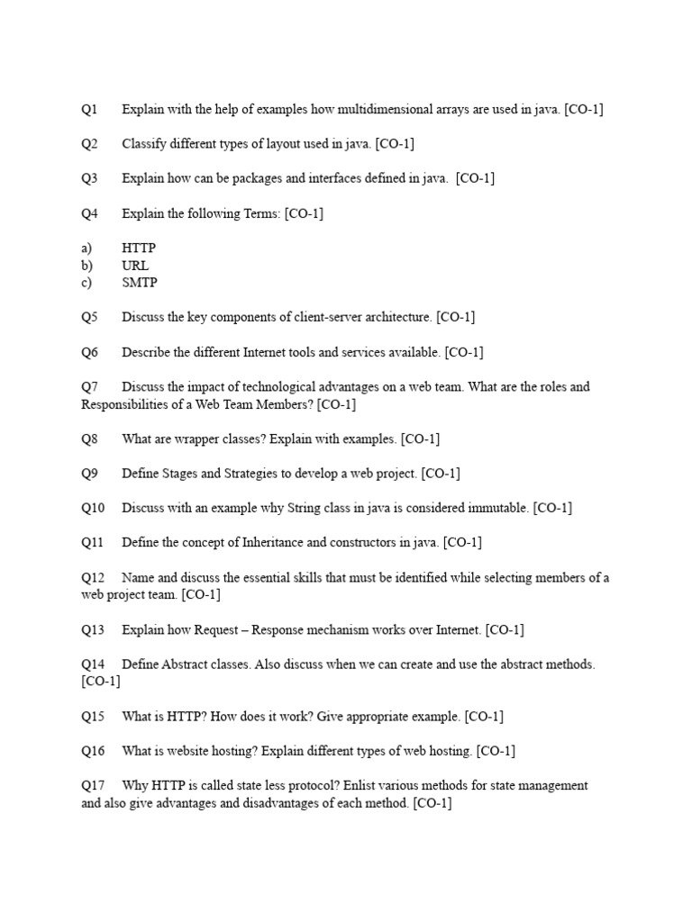 Web Technology Imp Question | PDF | Html | Java Script