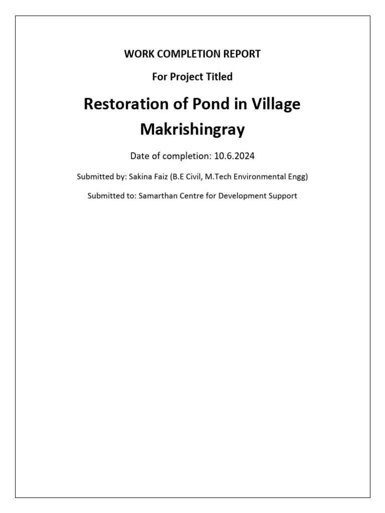 Work Completion Report | PDF | Soil | Volume