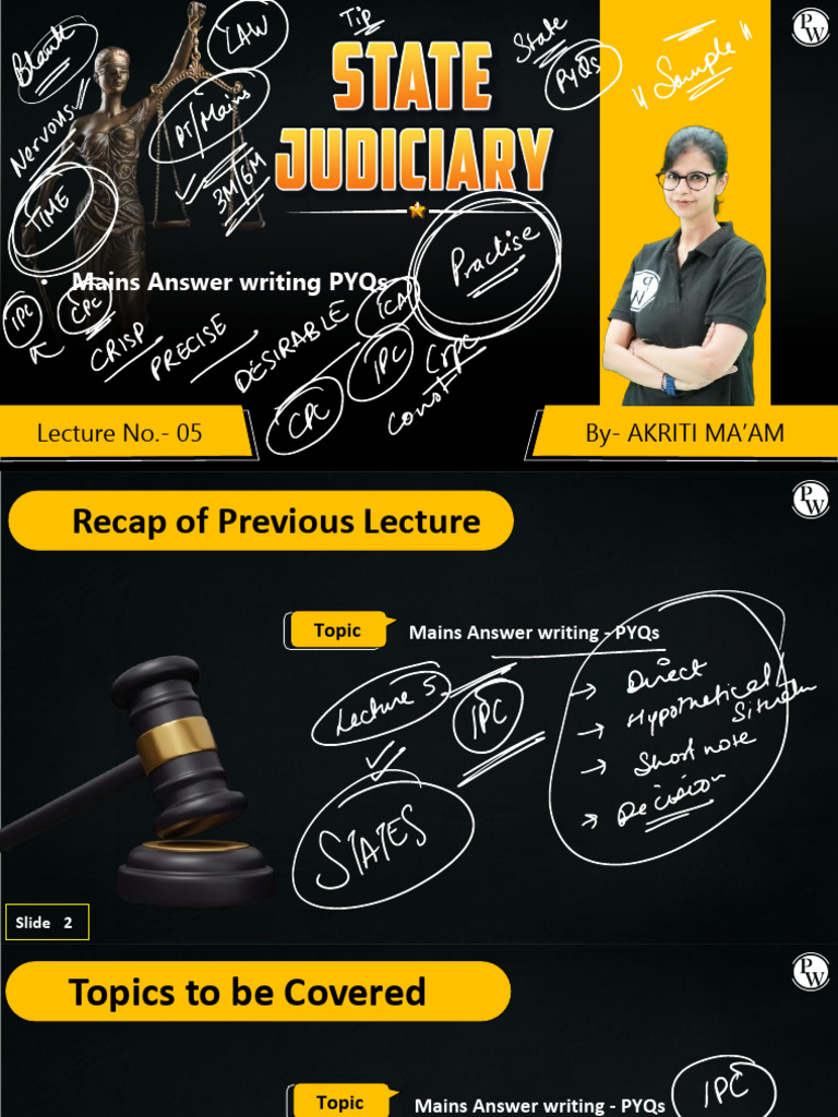 Lec 05 Mains Answer Writing State Judiciary Batch Akriti Ma'am Ankit ...