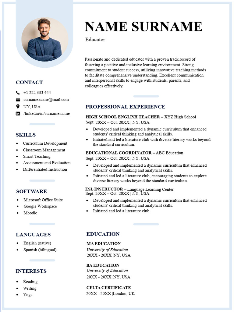 292 Education Resume Sample | Download Free PDF | Curriculum | Teachers