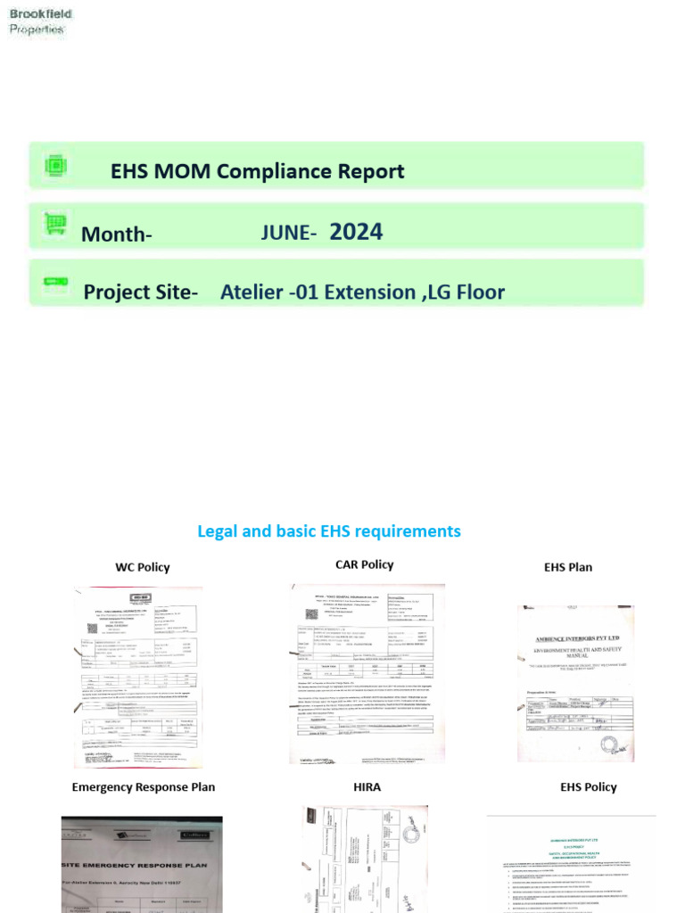 EHS - Kick-Off MOM Compliance Report. | PDF | Civil Defense | Public Safety