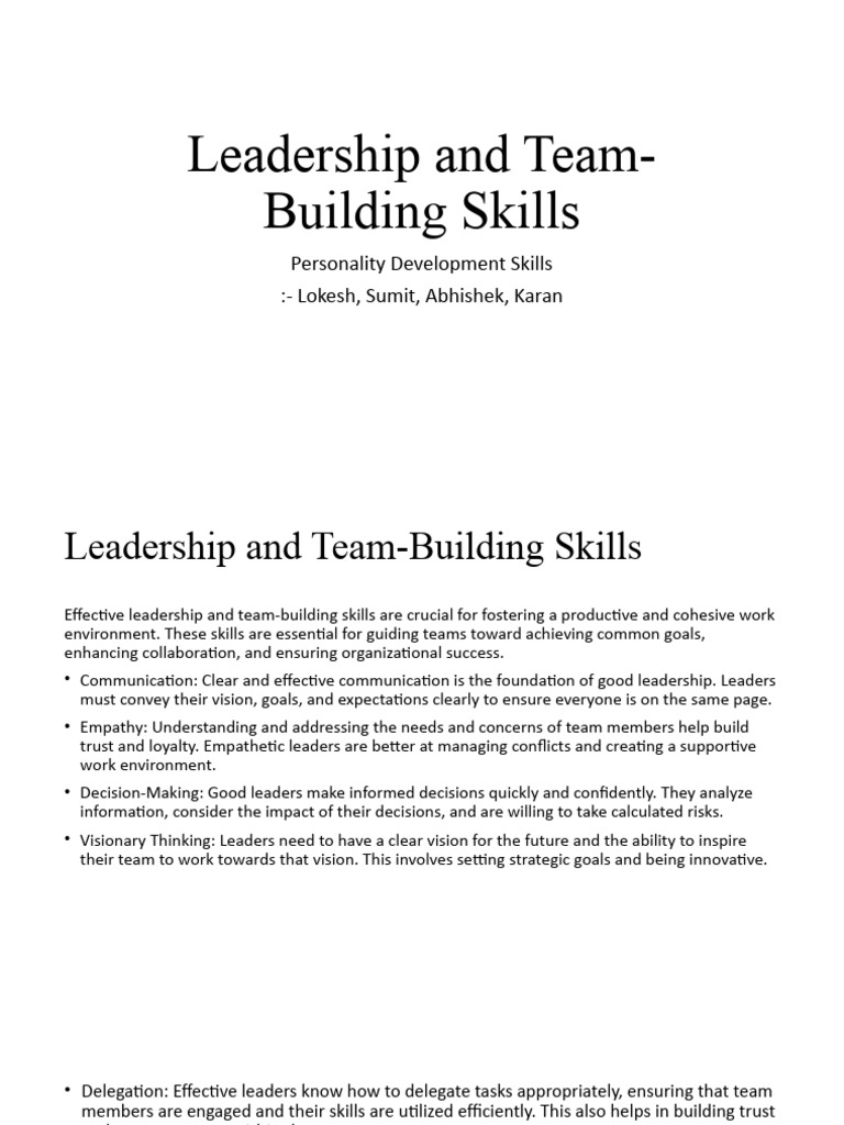 Leadership and Team | Download Free PDF | Leadership | Team Building