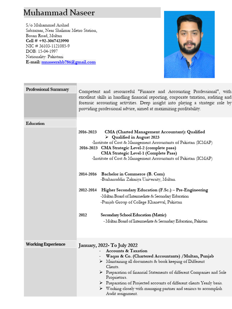Naseer+Cv (Updated) | PDF | Audit | Accountant