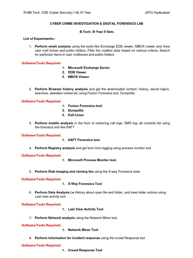 Cyber Crime Forensics Lab Exercises | PDF