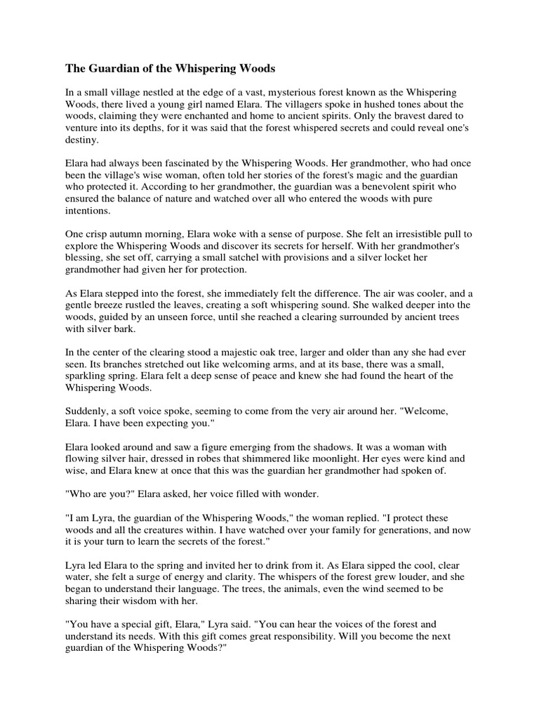 The Guardian of The Whispering Woods | PDF | Poetry