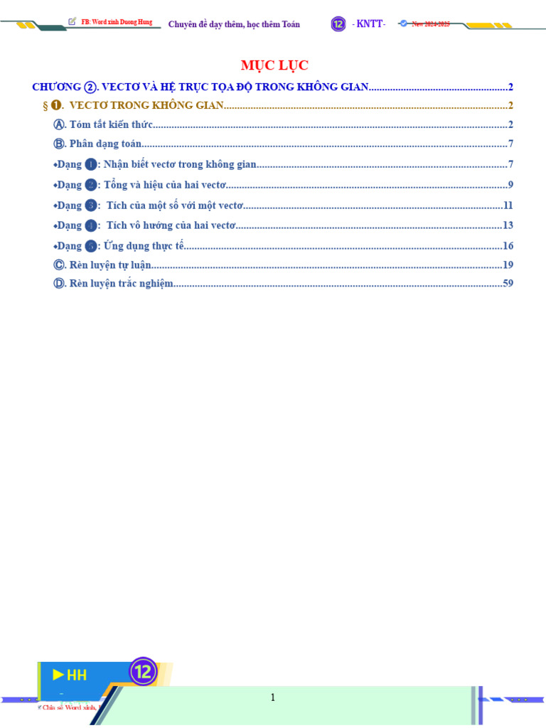Hh12-c2-b1-Vecto Trong Khong Gian - KNTT - Hs | PDF