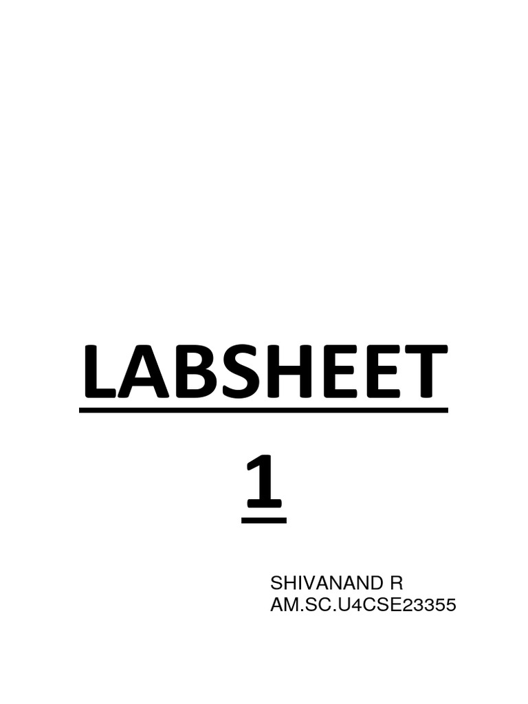 CSE23355 Labsheet 1 | PDF | Computer Programming | Software Engineering