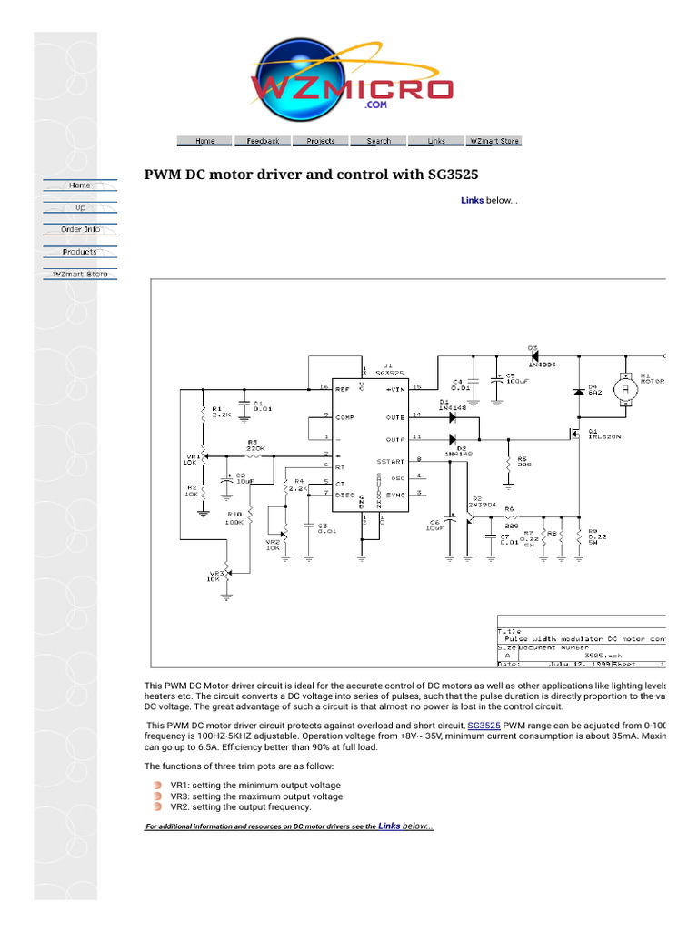 PWM DC Motor Driver Control SG3525 DC Motor Drive | PDF | Transmitter | Electronics
