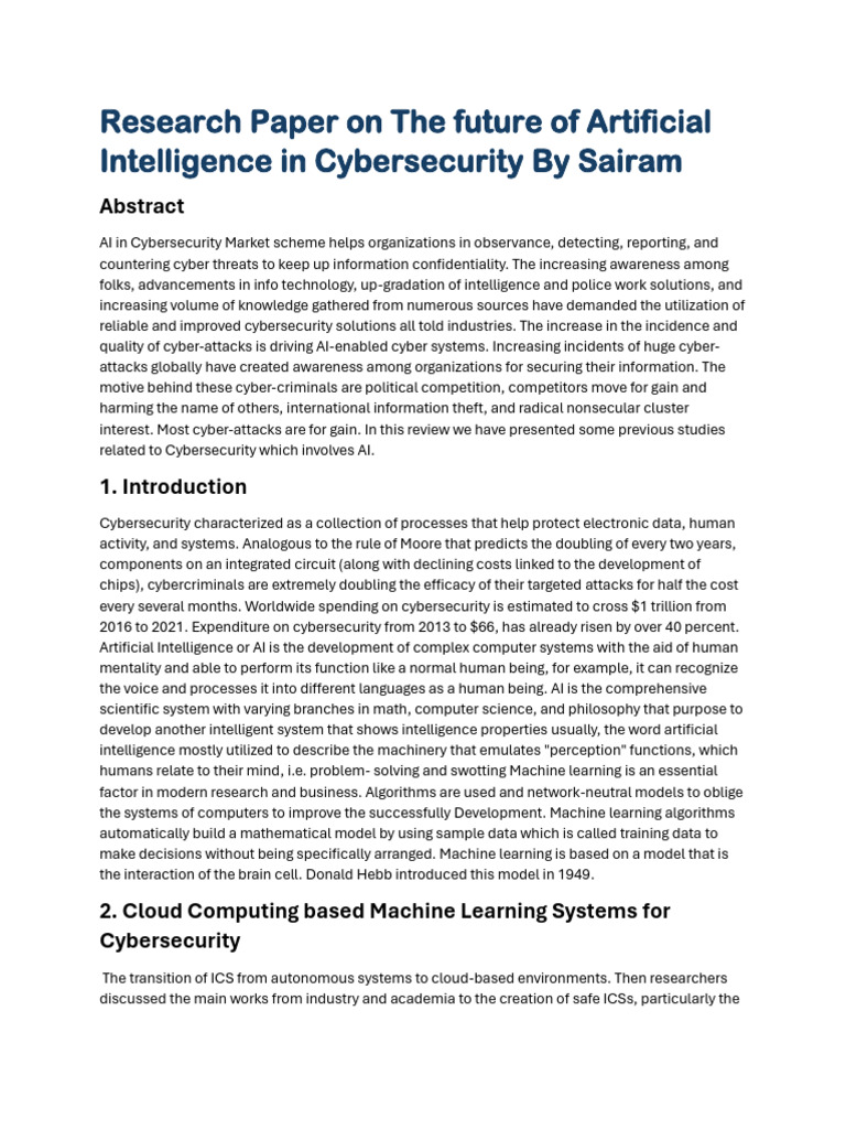 Research Paper On The Future of Artificial Intelligence in ...