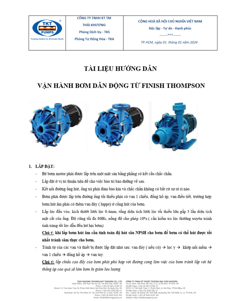 Hdvh Bơm Dẫn Động Từ Fti - Done | PDF