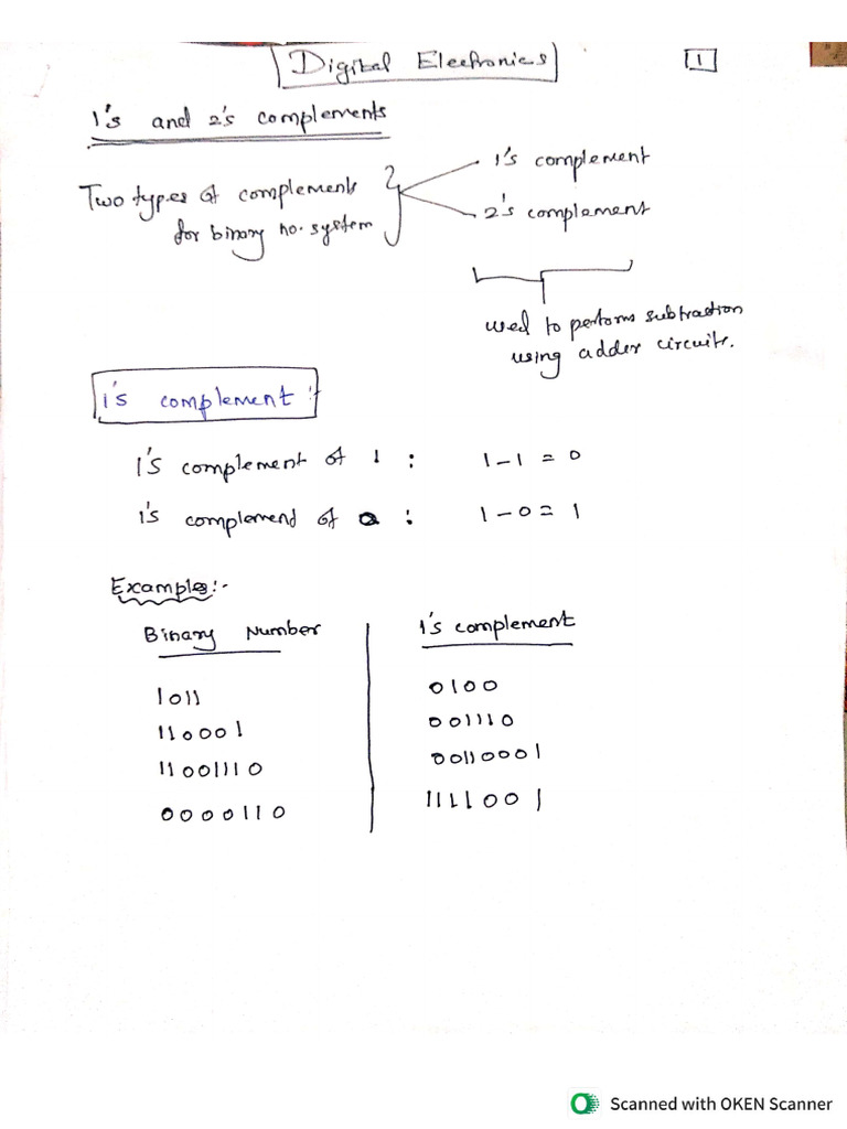 1's and 2's Complement | PDF
