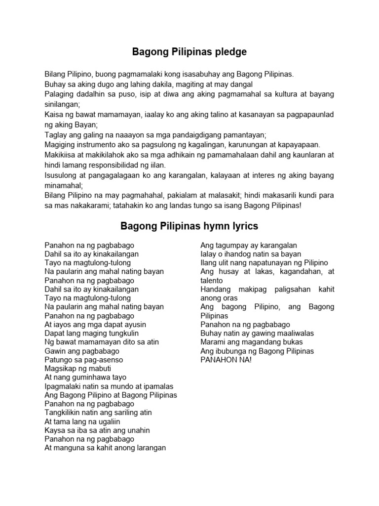 Bagong Pilipinas Pledge | PDF