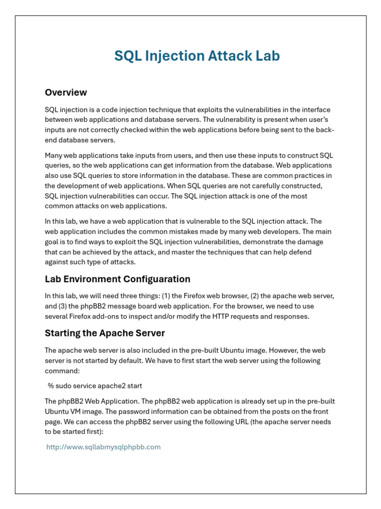 SQL Injection Attack Lab (TASK-4) Sai Ram | PDF | World Wide Web ...