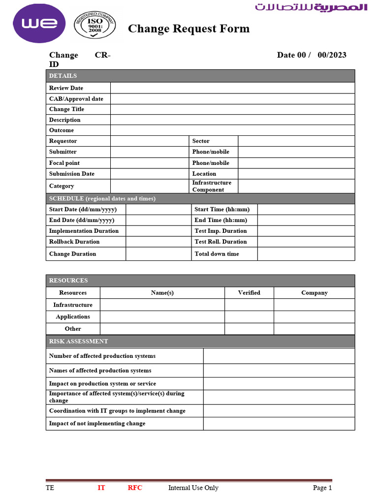 Change Request Form | PDF | Computing | Information Technology