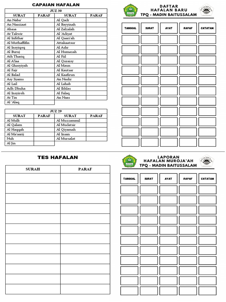 Buku Tahfidz | PDF