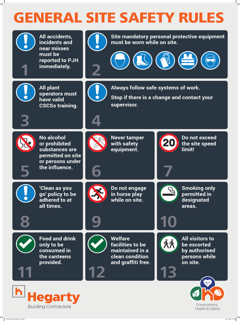 Safety Poster - Site Safety Rules - Nov 22 | PDF | Safety