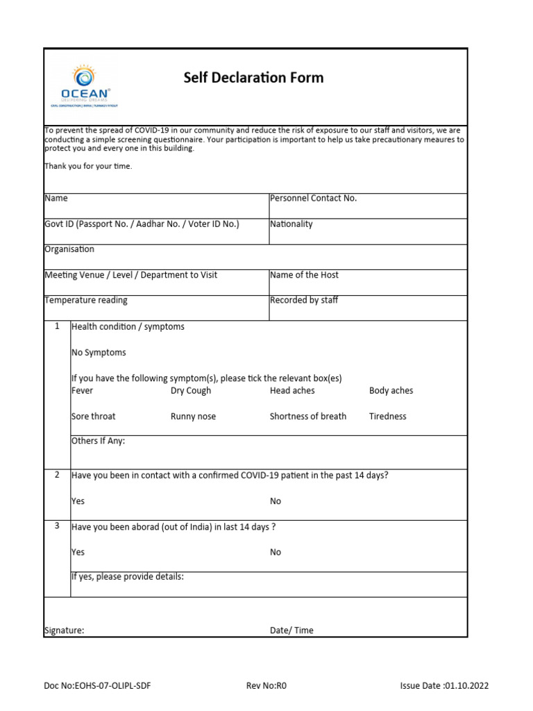 07 Eohs Olipl Self Declaration Form Pdf