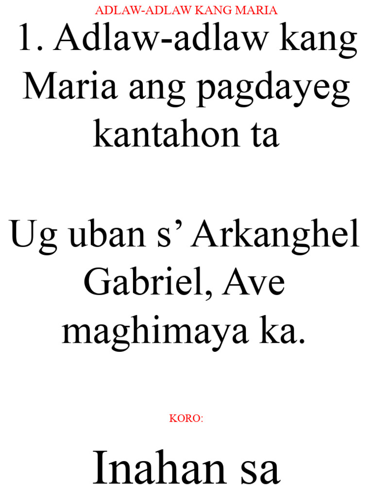 Adlaw-Adlaw Kang Maria | PDF