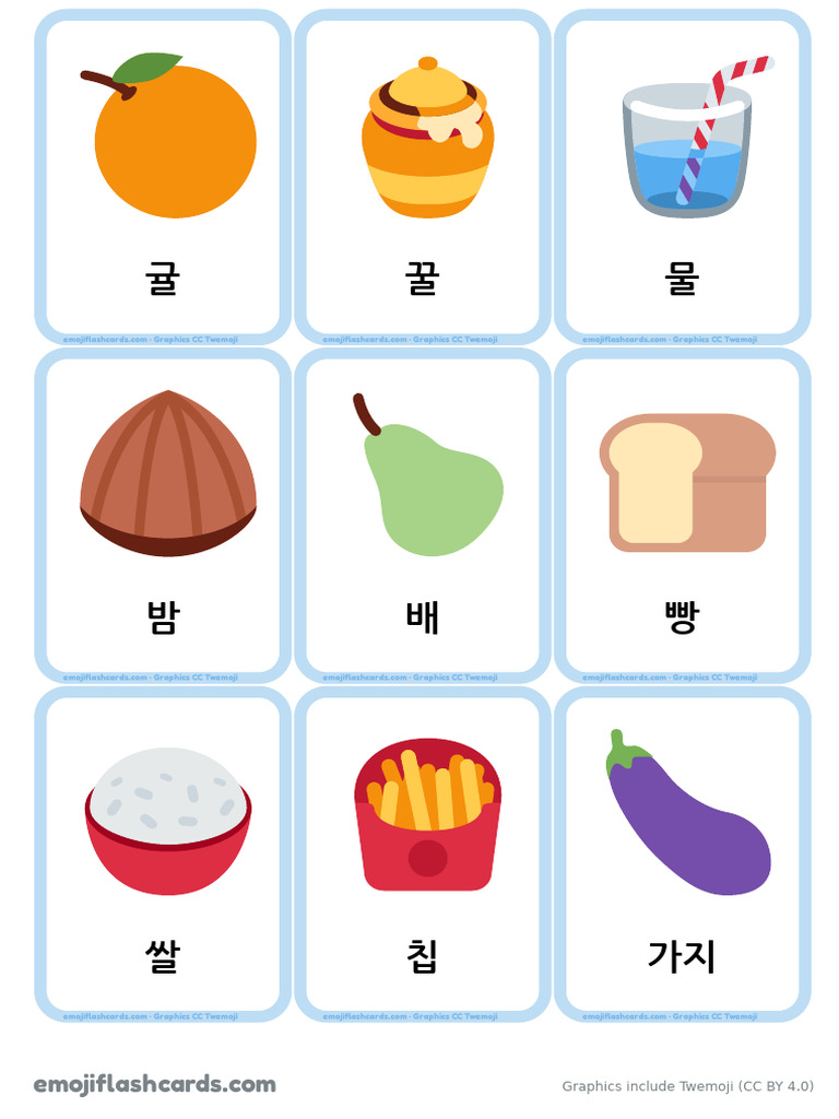 Korean Food Small A4 Flashcards | PDF | Japanese Writing System | Graphical User Interfaces