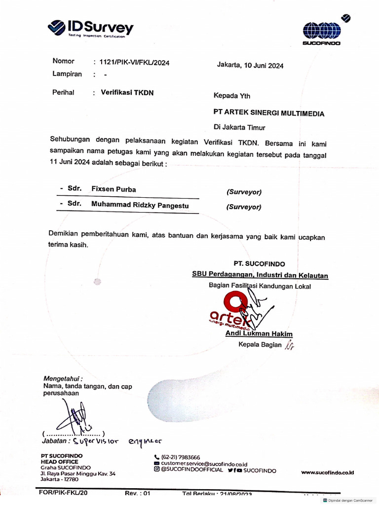 SURAT TUGAS & MOM AUDIT (Ofero-Motor Listrik Picasio) 11 Juni 2024 | PDF