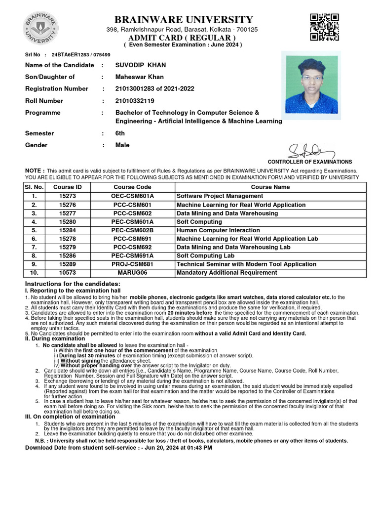 Student Admit Card | Download Free PDF | Computer Science | Computing