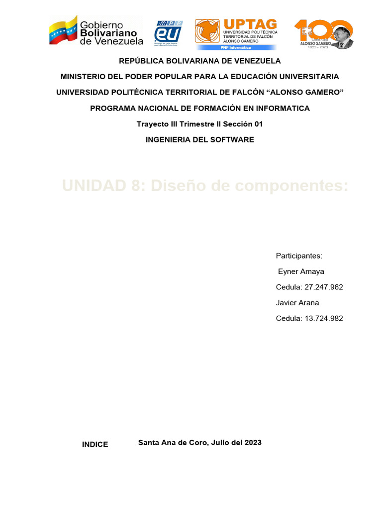 U8 Diseño de Componentes Eyner Amaya y Javier Arana Seccion 1 T3 | PDF ...