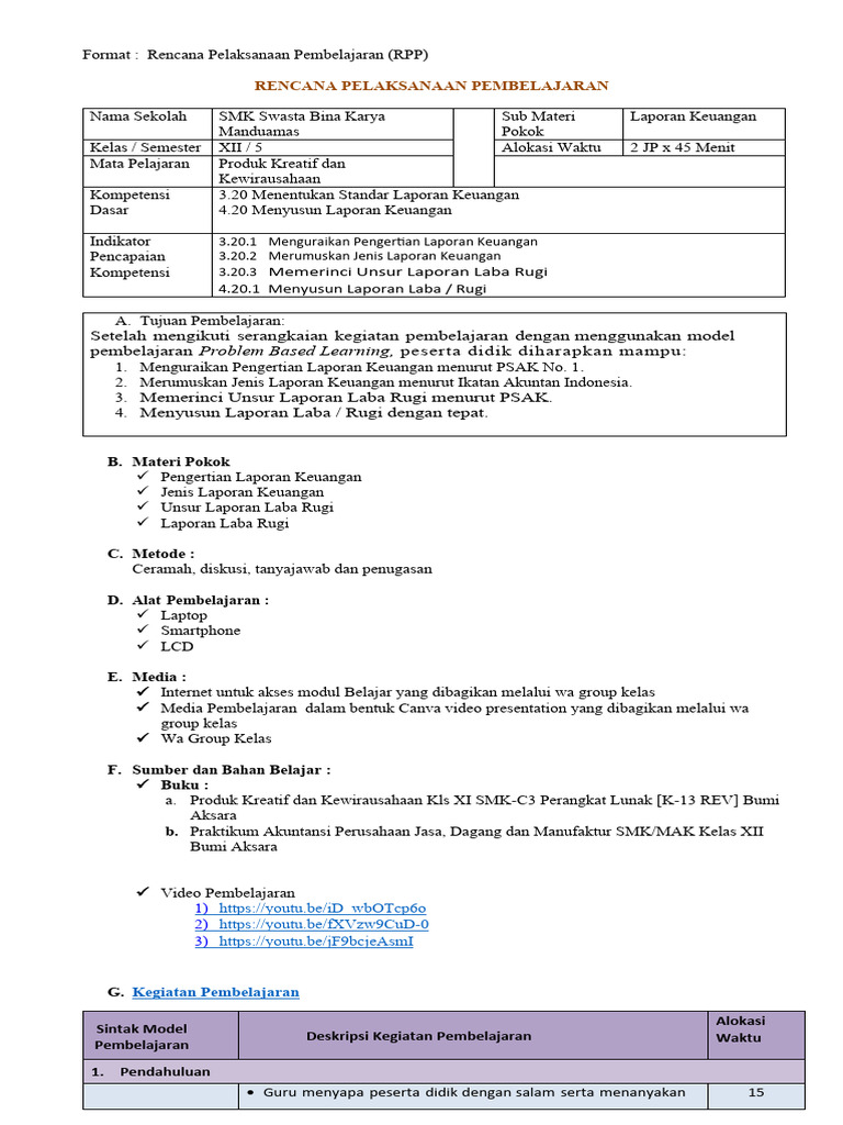Format RPP CGP 11 REGULER | PDF