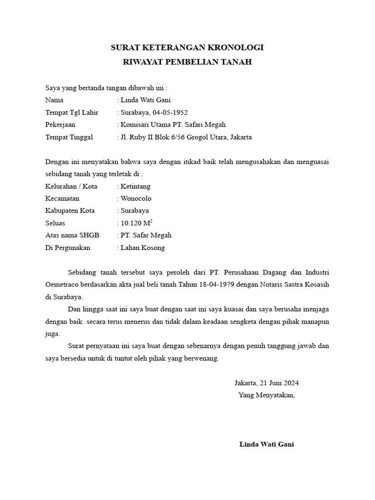 Surat Keterangan Kronologi | PDF