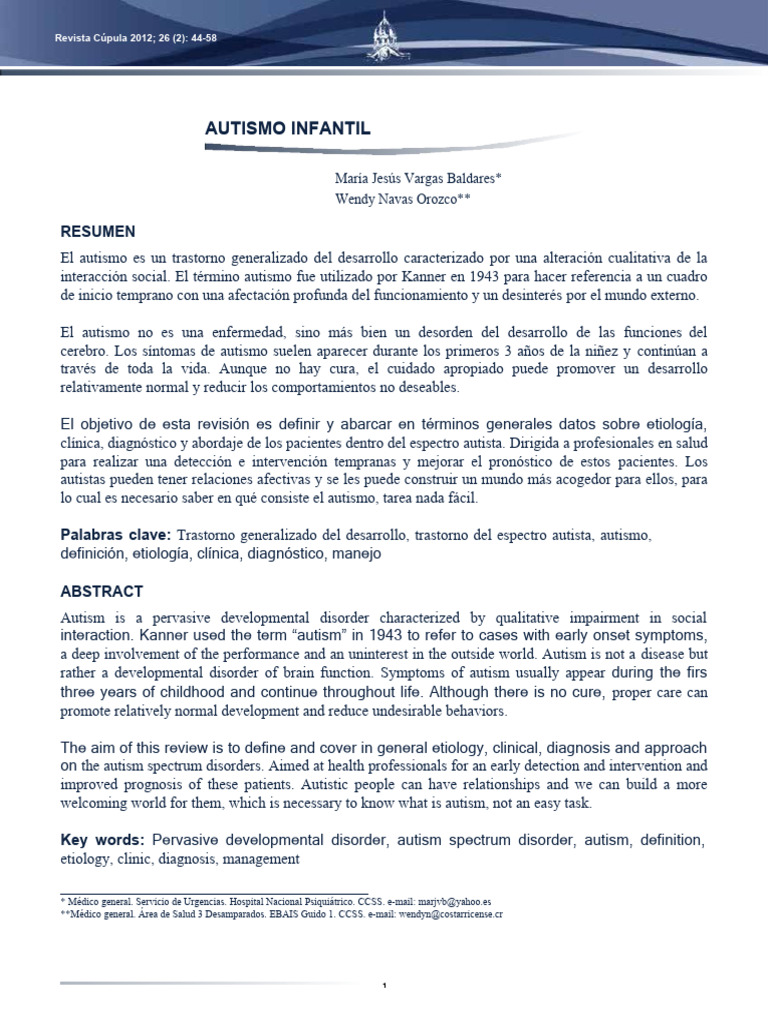 Comprendiendo el Autismo Infantil | PDF | Espectro autista ...